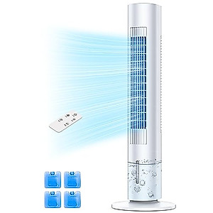 BALKO Evaporative Air Cooler, 35-INCH Windowless Air Conditioner Portable for Room w/Removable Water Tank, Remote & 7H Timer, 60° Oscillation Swamp Cooler, Tower Cooling Fan for Bedroom Home Office