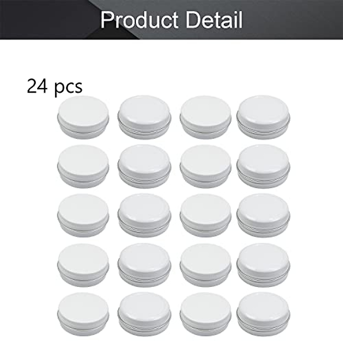 Othmro 24Pcs 1oz Metal Round Tins Aluminum Tin Cans Jar Refillable Containers 30ml Tin Cans Tin Bottles Containers with Screw Lid for Salve Spices Lip Balm Tea Candies White 50×20mm