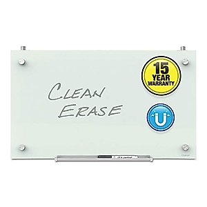 Quartet Whiteboard, Glass Dry Erase Board, Magnetic, 30" x 18", Infinity Frameless Mounting, White Surface, Accessory Tray, 1 Dry Erase Marker and 2 Glass Board Magnets (PDEC1830)