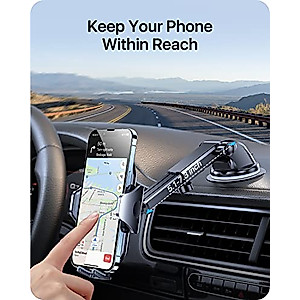 andobil Phone Mount for Car (Bumpy Roads Friendly) Cell Phone Holder Car — Easy Clamp Hands-Free Universal — Fit for Dashboard-Windshield-Vent iPhone 14 13 12 Pro Max, Samsung Galaxy S23 All Phones