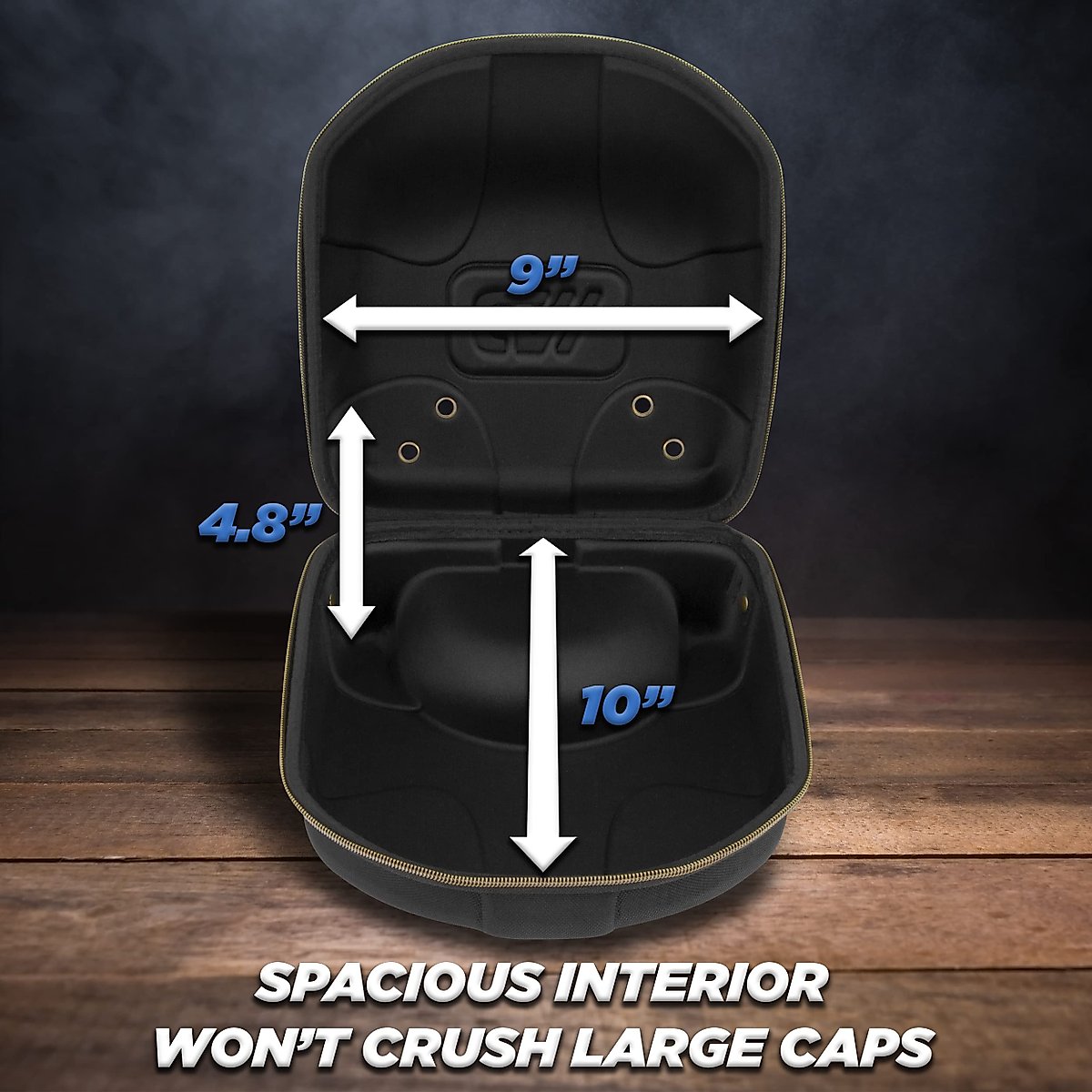 CASEMATIX Hat Travel Case for up to 5 Baseball Caps with Crush-Resistant Hard Shell Outer, Adjustable Shoulder Strap and Comfortable Handle - Portable Hat Case Carrier for Travel and Hats Storage