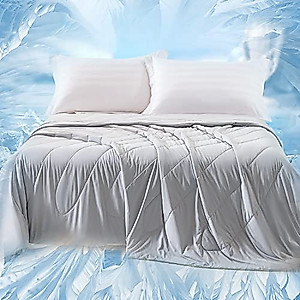 Kivik Cooling Comforter Queen, Cooling Down Alternative Duvet for Hot Sleepers, Soft Summer Duvet Insert for Night Sweats, Cool & Breathable Blanket, Grey 90x90 Inches