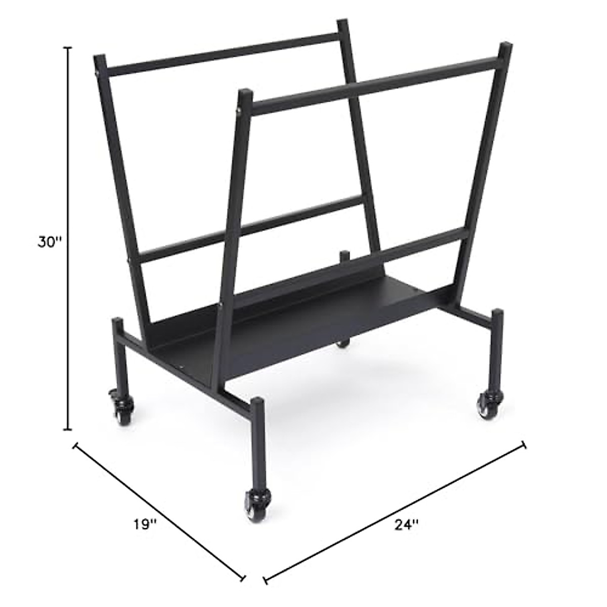 Displays2go Print Art Rack, (50) 24" x 36" Protectors, Mobile Design w/Locking Wheels - Black (ADRACK1)