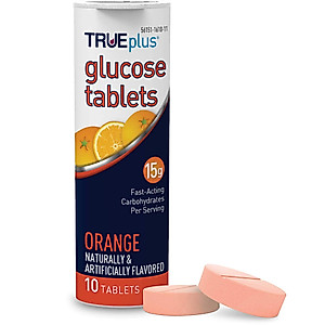 TRUEplus Glucose Tablets, Orange Flavor - 6X 10ct Tubes