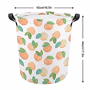 Peach Laundry Storage Basket Waterproof Foldable Laundry Hamper with Handles for Baby Nursery College Dorms Kids Bedroom