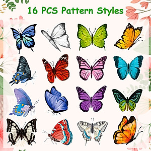 1600 PCS Butterfly Roll Stickers, 16 Styles Butterfly Stickers for Kids, Waterproof and Sun-Proof 3D Roll Stickers for Parties, Walls, Scrapbooks, Envelopes, Birthday and Greeting Cards