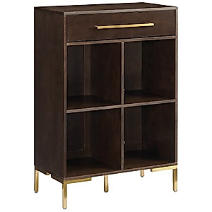 Crosley Furniture Juno Record Storage Cube Bookcase, Dark Brown