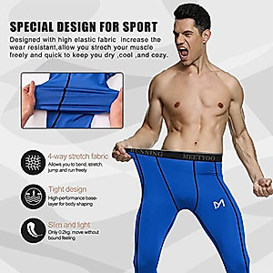 MEETYOO mens for Men, Cool Dry Sports Workout Running Tights Leggings Compression Pants, 3pcs-c, Large US