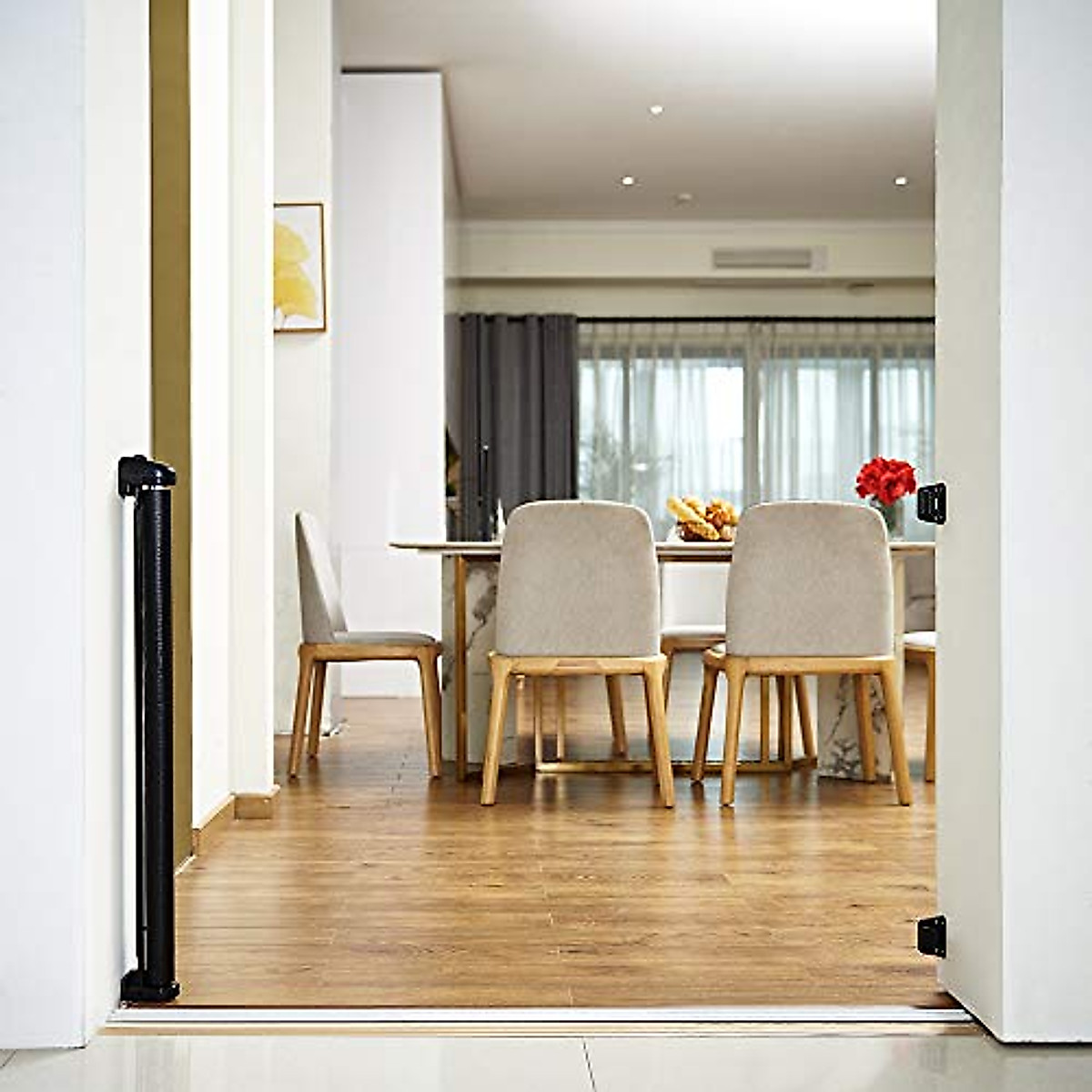 EasyBaby Retractable Baby Gate, 33" Tall, Extends up to 55'' Wide, Black/Child Safety Baby Gates, Pet Retractable Gates for Stairs, Doorways, Hallways, Indoor and Outdoor