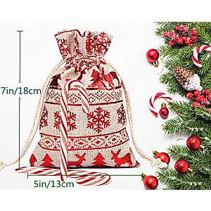 Christmas Burlap Bags with Drawstring, 5 x 7 Inch Christmas Favor Bags Jewelry Candy Pouches Sacks, Mini Storage Bag for Wedding Christmas Festive Candy Goody Storage DIY Craft - 12 Pcs