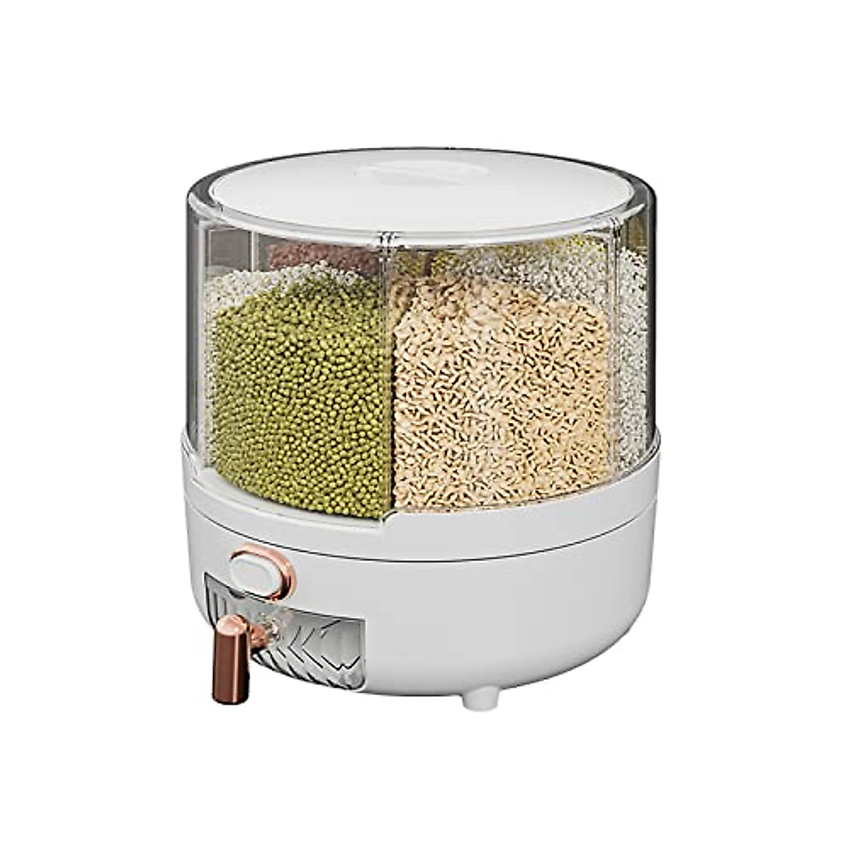 PIOJNYEN Grain Storage Container Dispenser, 10LB Capacity Rice Rotary Dispenser 360° Rotating Multifunctional Sorting Grocery Bin for Kitchen Storage of Small Grains, Beans, Rice