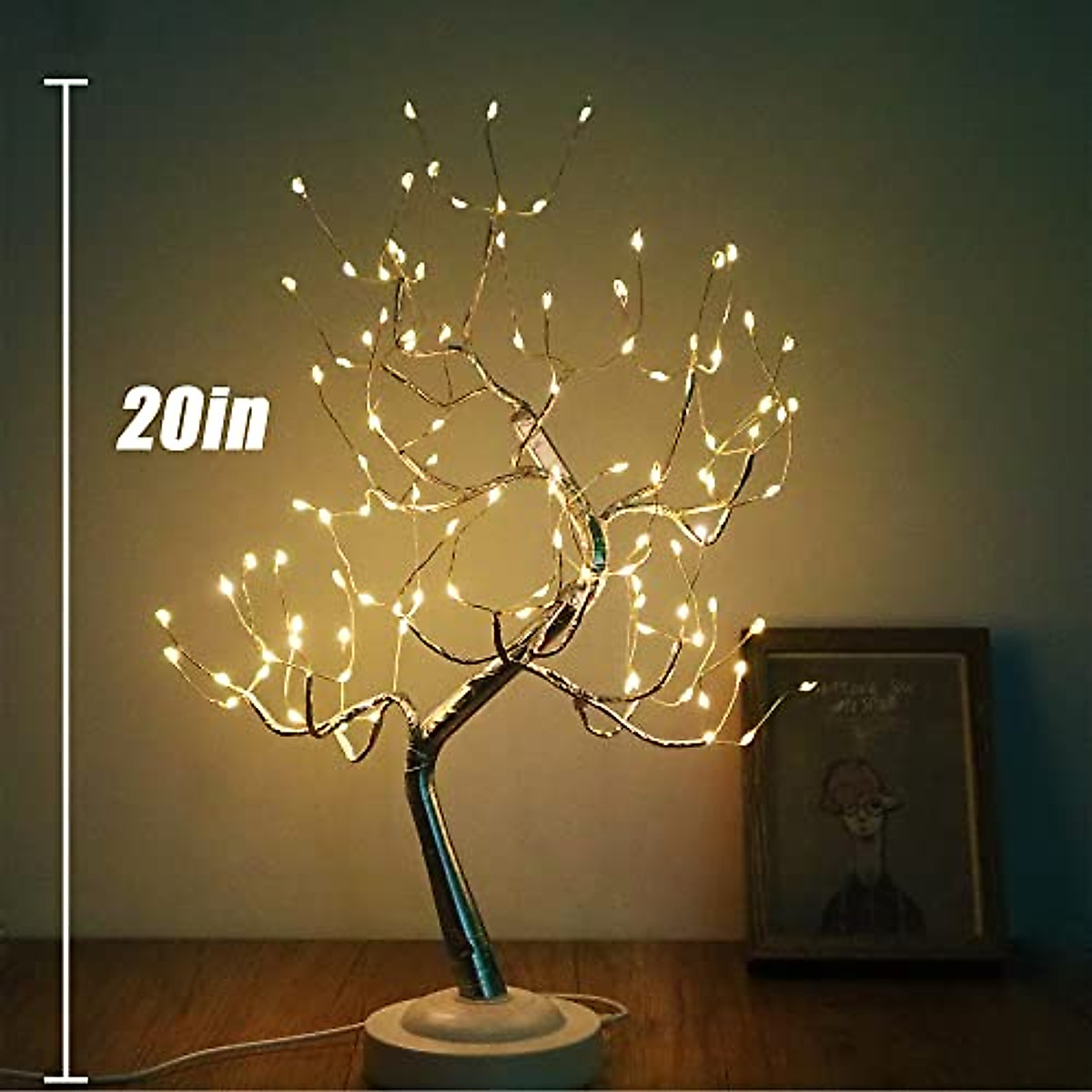 Tabletop Bonsai Tree Light 108 LED Copper Wire Tree Lamp Fairy Spirit Night Light,Battery/USB Operated,6h Timer Adjustable Branches Halloween Christmas for Home Decoration and Gift (Warm White)