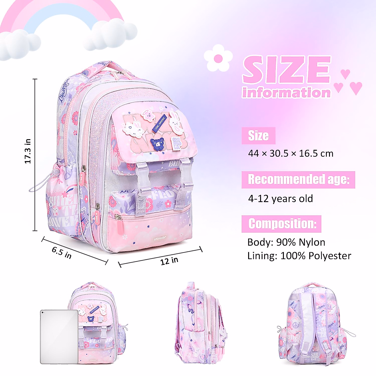 Robhomily Unicorn Sequins Girls Backpack with Lunch Box Set for Elementary School,17” Sparkly Bling School Backpack for Girls with Lunch Bags Set