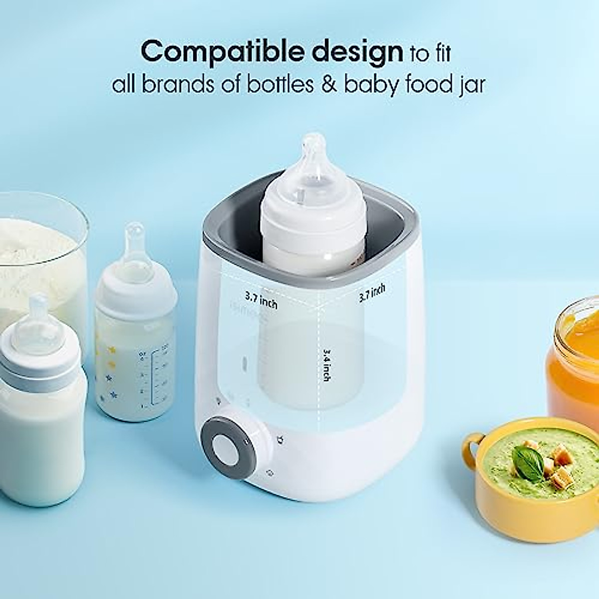 iSiMEE Bottle Warmer, 5 Mins Fast Baby Milk Warmer for Breastmilk Formula with Accurate Temperature Control, Baby Food Warmer with Keep Warm, Defrost, Steaming Function for Baby Food Pouches Jars
