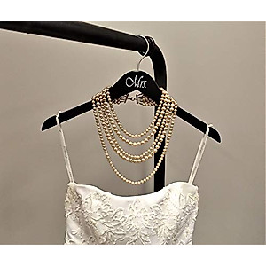 NAHANCO MRSMRS20217 Same Sex, Gay Pride Hanger Set, Black Wood Hangers with Silver Imprint (Mrs. and Mrs.), 17” (2-Piece Set), Black w/Silver Imprint