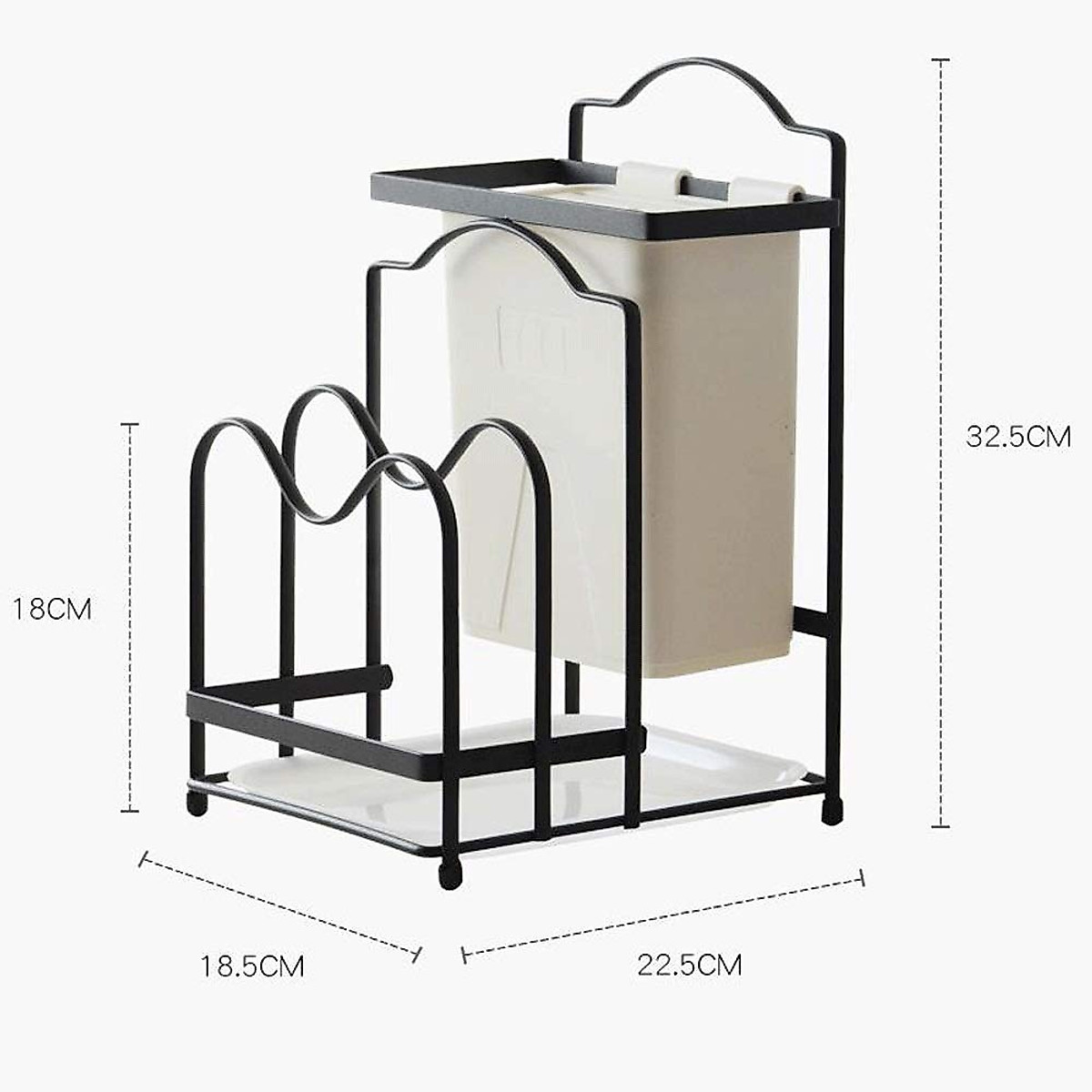 ShiSyan Pan Lid Holder Multifunction Kitchen Countertop Rack Pan Rack Holder Cutting Board Pot & Pan Racks (Color : Black, Size : 18.5×22.5×32.5cm) Kitchen Drain Rack