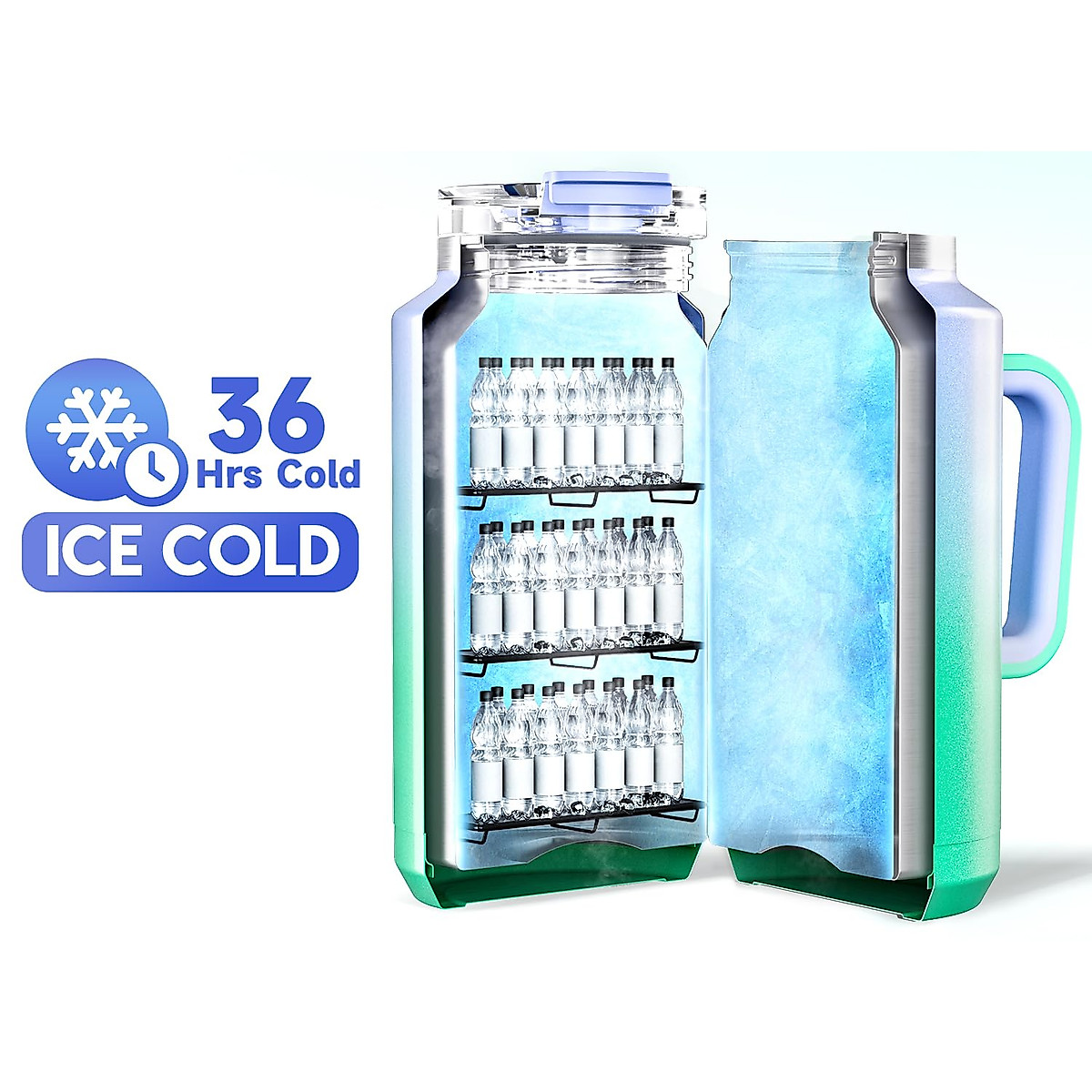 Meoky 50 oz Tumbler with Handle, Stainless Steel Vacuum Insulated Tumbler with Lid and Straw, Keeps Cold for 36 Hours, 100% Leak-proof, BPA-Free (Fairyland)