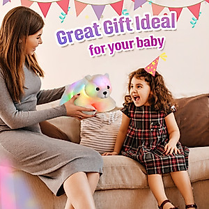 BSTAOFY Light up Polar Bear Stuffed Animal LED Night Light Soft Plush Toy Glow Gift for Kids on Christmas Birthday Valentine's Day, 11'', White