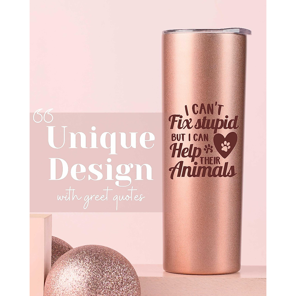 Onebttl Vet Tech Gifts for Wowen, Gifts for Veterinary Technologists on Vet Tech Week, Birthday and Christmas, 20oz Insulated Stainless Steel Tumbler - Help Their Animals