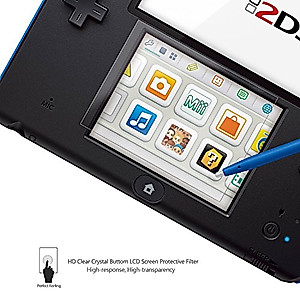 AKWOX (4pcs) Tempered Glass Top LCD Screen Protector + HD Clear Crystal Buttom LCD Screen Protective Filter for 2DS