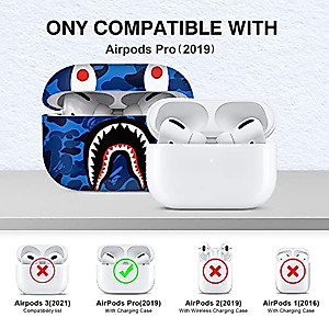 CULIPPA for AirPods Pro 2 Case 2022 Shark Mouth Camo Style pattern Design for Airpods Pro 2nd Gen Protective Case Silicone Shockproof for Women Men with Keychain for Apple Airpods Pro 2 Charging Cover