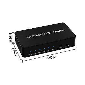 HDMI Switch with eARC Audio Extractor,4K60Hz HDMI Switch 4 in 1 with Audio Out,Supports IR Remote,18Gbps,eARC/ARC,Soundbar,HDCP 2.2,LPCM 7.1,HDR10,Dolby Digital Plus (Black 201EARC)
