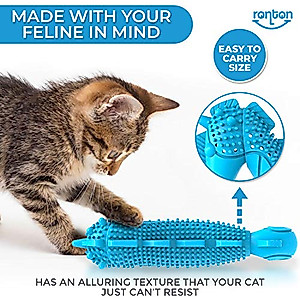 Ronton Cat Toothbrush Catnip Toy - Durable Hard Rubber - Cat Dental Care, Cat Interactive Toothbrush Chew Toy (1Pack-Seahorse)
