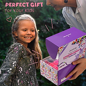 Gionlion 4200Pcs Pony Beads for Bracelet Making Kit, 48 Colors Christmas Bracelet Making Kit, 2500pcs Rainbow Kandi, 1700pcs Friendship Letter Beads with 20 Meter Elastic Strings for Jewelry Making