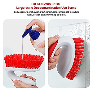 Carpet Scrub Brush Scrubber for Cleaning- EXEGO Shower Cleaning Brush with Handle Bathroom Stiff Bristle Brush Heavy Duty Scrubber for Bathroom Shower Sink Carpet TubTile Floor Cleaning -2 Pack
