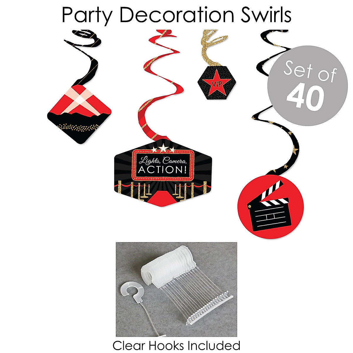 Big Dot of Happiness Red Carpet Hollywood - Movie Night Party Supplies - Banner Decoration Kit - Fundle Bundle