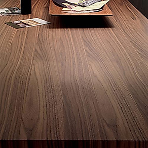 BIGMAII Rectangle Wood Conference Table Brown Dining Table Modern Wooden Kitchen Table with Metal Pedestal for Home Office Dining Room - 78.7" L Only Table