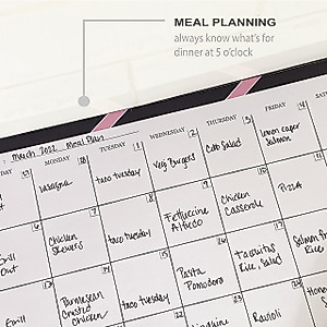 Monthly Calendar Notepad- 50 Undated Calendar Pages Customizable to Fit Your Organizational Needs, Large 8.5"x 11", Navy and Pink Stripe