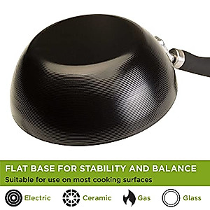 Ecolution Non-Stick Carbon Steel Wok with Soft Touch Riveted Handle, 8",Black