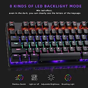 Newmen GM325 Gaming Mechanical Keyboard,LED Backlit Wired 104 Keys Mechanical Gaming Keyboard,Anti-ghosting,Macro Programmable PC Gaming Keyboards for Windows Computer Laptop(Blue Switch)