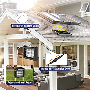 Solar Bug Zapper Outdoor, Wireless Portable Camping Mosquito Zapper with Panel Sensor, Fly Traps with 10FT Extension Cord, Fly Zapper, Mosquito Killer, Electric Trap Ideal for Home, Patio, Backyard