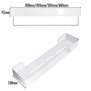 FVRTFT Storage Shelf Self Adhesive Shower Storage with Towel Rack Shower Organiser No Drilling Wall Mounted Space Aluminum for bathroom and toilet-black_40cm