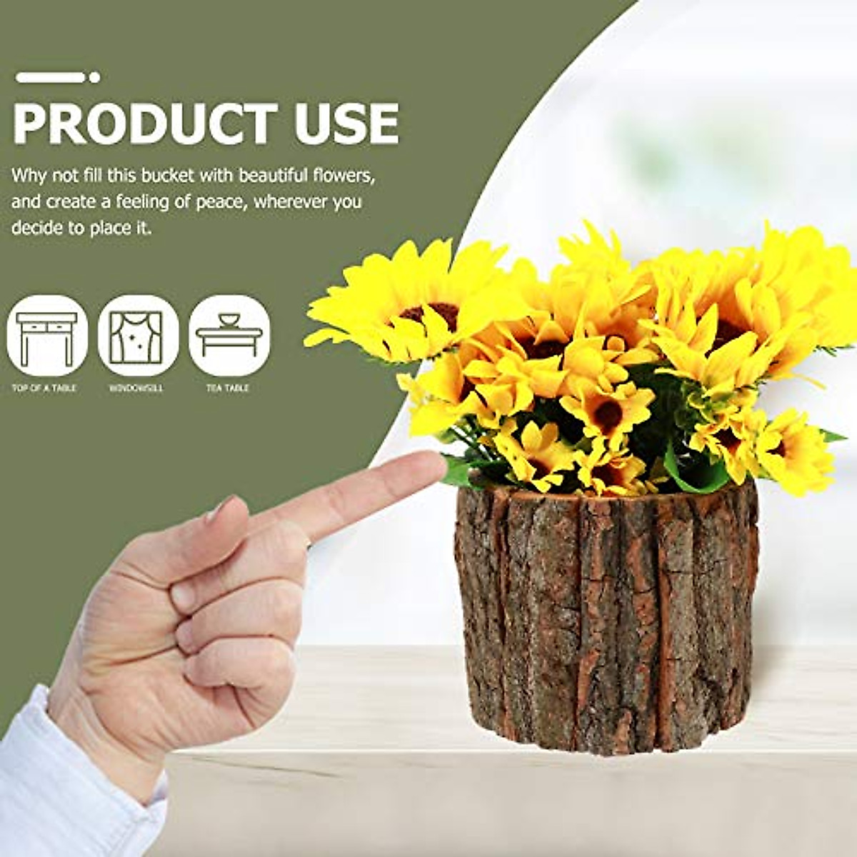 Angoily Tree Stump Flower Pot Succulent Planter Pots Decorative Tree Stump Shape Flower Pot Bonsai Pots for Indoor Outdoor Home Garden Decor