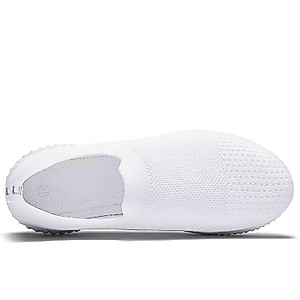 LANCROP Women's Walking Nurse Shoes - Mesh Slip on Comfortable Sneakers 8 US, Label 38.5 All White