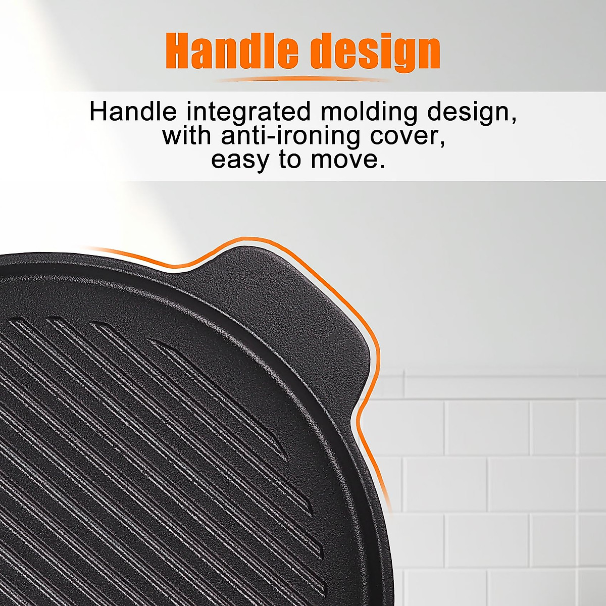 CUKOR Cast iron Grill Griddle, Grill Pan for Indoor Cooking, Stove Top Griddle for Grilling on gas grill, Round Grill Griddle for Induction Cooktop