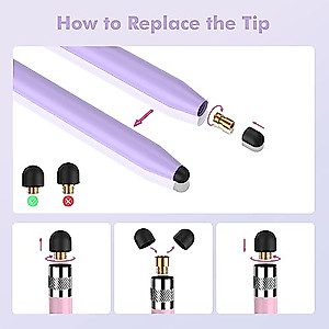 Stylus Pens for Touch Screens - StylusHome 5 Pack Stylus Pens, 2-in-1 High Sensitivity Capacitive Stylus with 10 Extra Tips for iPad iPhone Tablets Samsung Galaxy All Universal Touchscreen Devices