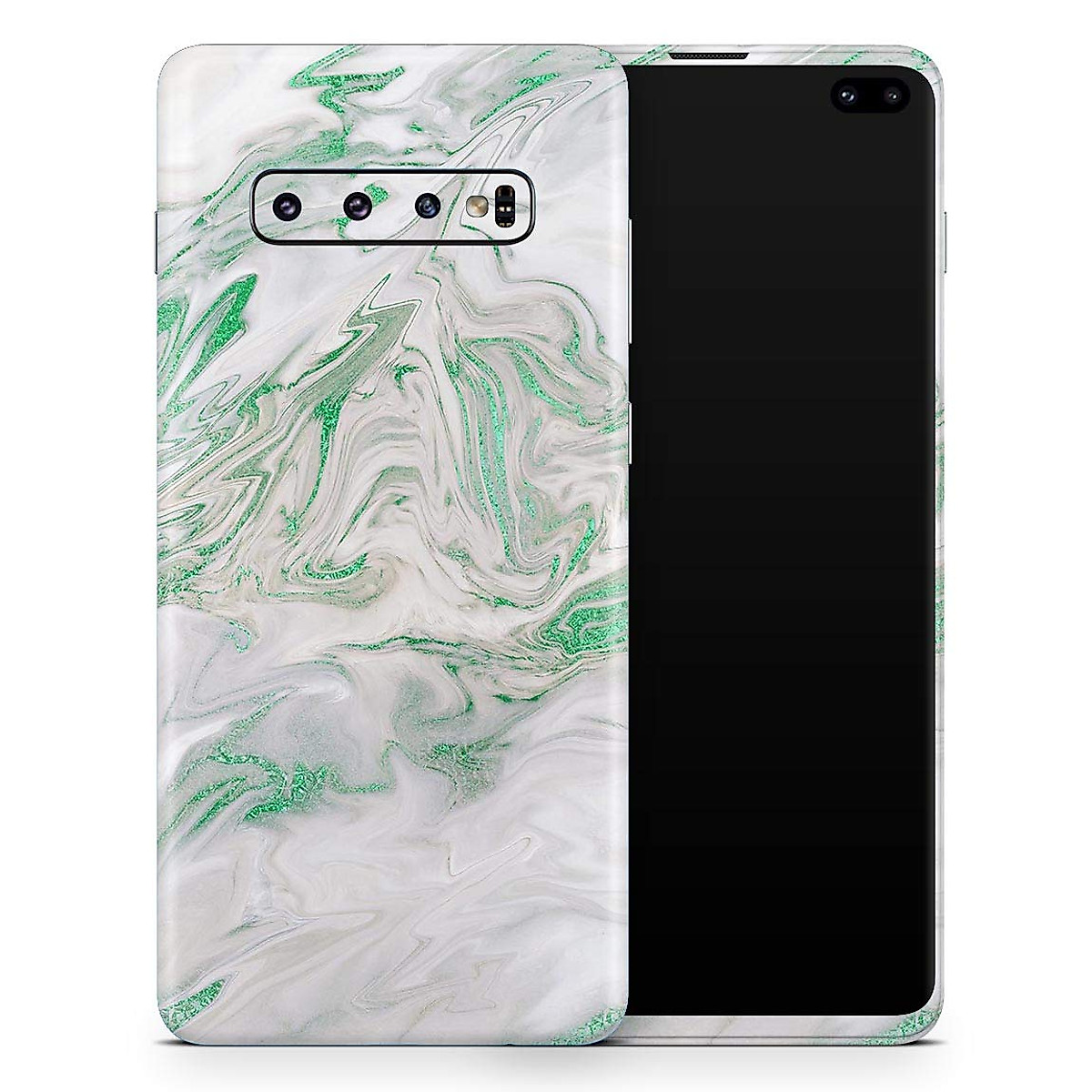 DesignSkinz Mint Marble & Digital Gold Foil V10 Protective Vinyl Decal Wrap Skin Cover Compatible with The Samsung Galaxy S20 (Screen Trim & Back Glass Skin)