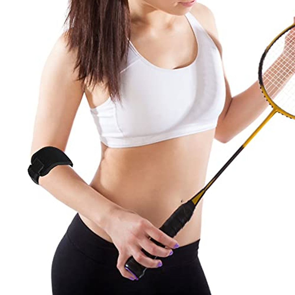 POCREATION Elbow Brace, Adults Elbow Support Brace Protector Pad Guard Strap Black Pu Leather Baby Stroller Handlebar Armrest Case Cover, for Tennis Outdoor Sports