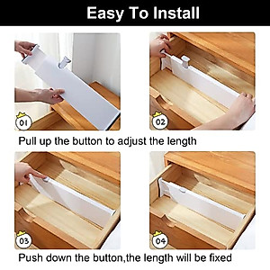 KIKILIE 8 Pack Dresser Drawer Organizers Dividers, 11-17 Inch Expandable Divider Organizer for Clothing, Baby Clothes, Makeup, Kitchen Utensils, Deep Divider, Adjustable Separators, White