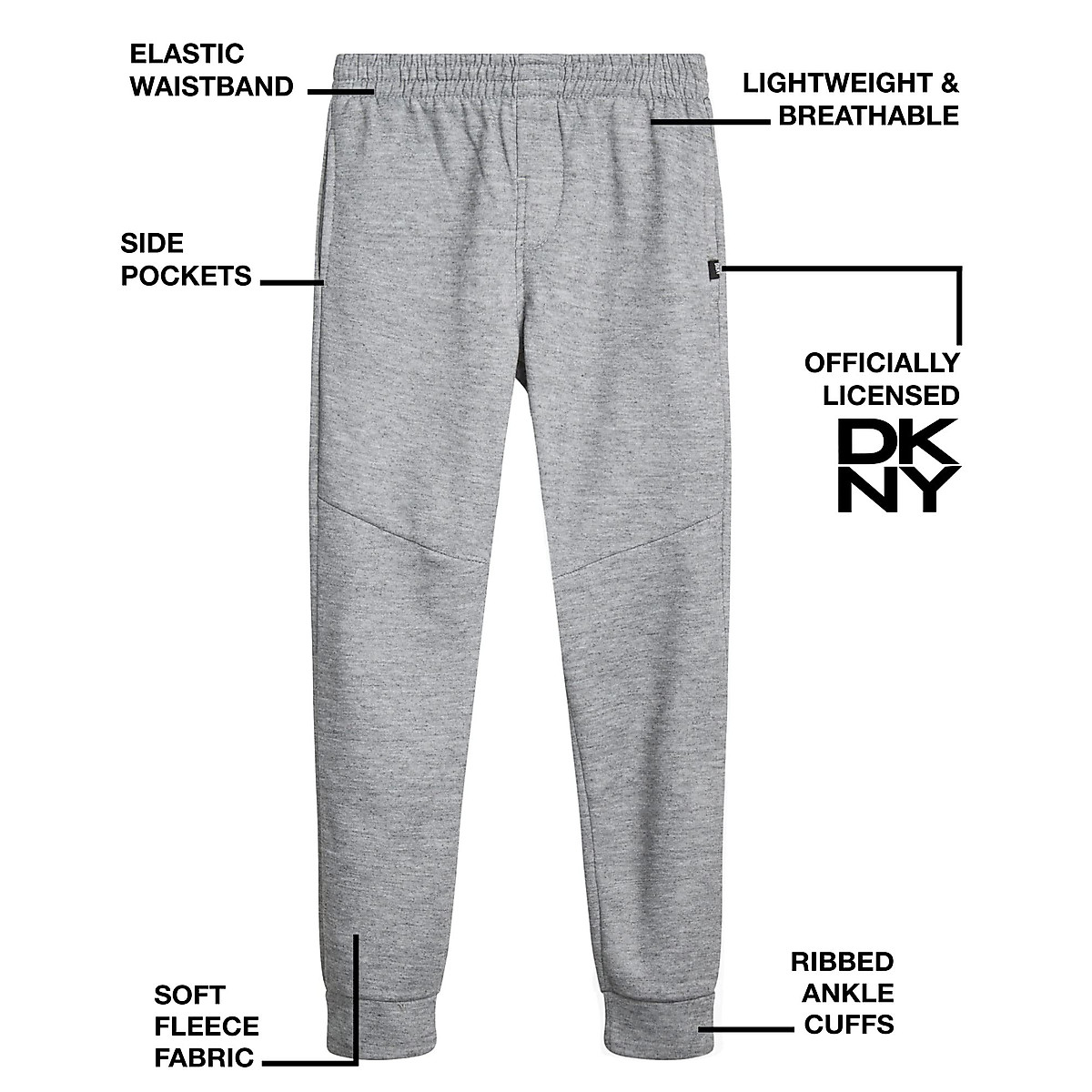 DKNY Boys' Sweatpants - 2 Pack Lightweight Performance Fleece Joggers for Boys - Breathable Athletic Jogger Pants (8-12), Size 10, Dark Grey Heather
