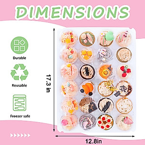 Moretoes (12 Pack x 24 Sets Cupcake Containers, Cupcake Boxes with 300 Cupcake Liners, 24 Compartment Cupcake Carrier Holders, Plastic Cupcake Containers with Detachable Lid