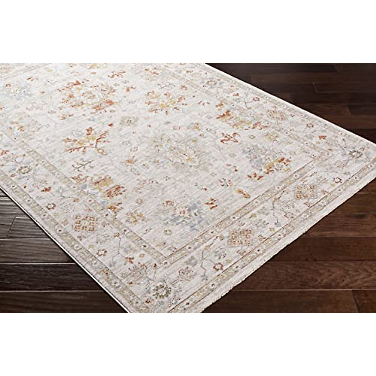 Mark&Day Area Rugs, 7ft Cherry Valley Traditional Beige Round Area Rug Burnt Carpet for Living Room, Bedroom or Kitchen (6'7" Round)