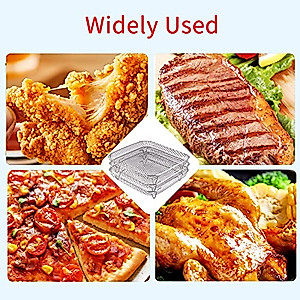 Air Fryer Racks 3 Pcs, 8 Inch Square 3 Layer Stackable Dehydrator Racks,Stainless Steel Air Fryer Basket Tray for Instant Vortex Fryer, Ninja, Gowise, Phillips Air Fryers,Ovens, Air Fryer Accessories