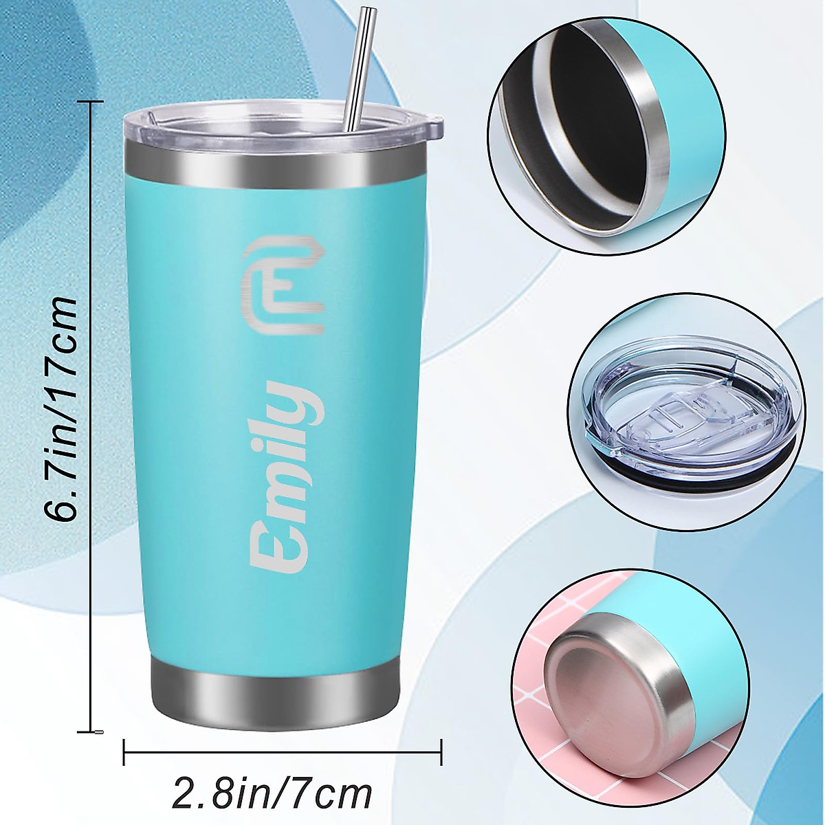Personalized Tumblers Custom 20oz Insulated Coffee Cups Birth Flower Cup with Names Lids and Straws Customized Engraved Stainless Steel Mug Cups for Women