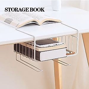 2 Pcs Under Shelf Basket, Shelves Wire Basket Hanging Basket Under Shelves Storage Rack for Kitchen Pantry Desk Bookshelf Cupboard