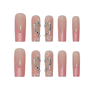 LTTECH Fake Nails Almond Glue on Nails, False Nails with Adhesive Tabs, Acrylic Nails for Women and Girls